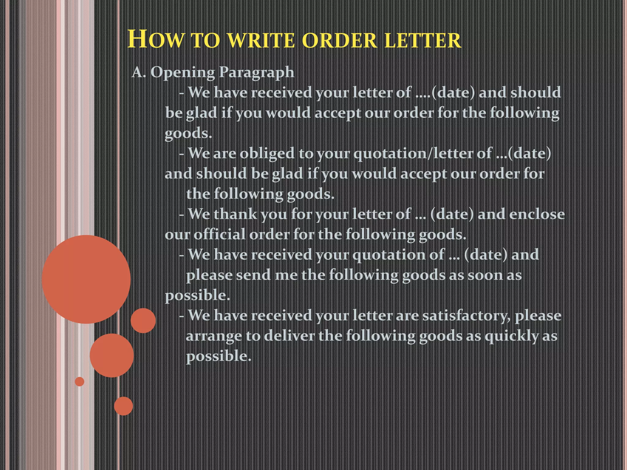 orders letters | PPTX