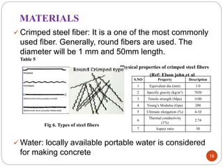 THE MECHANICAL PROPERTIES OF STEEL FIBER REINFORCED CONCRETE WITH ...