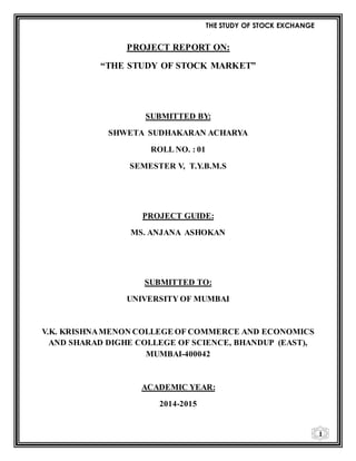 THE STUDY OF STOCK MARKET | DOCX