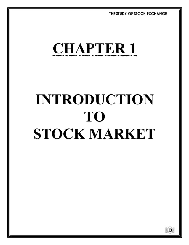 THE STUDY OF STOCK MARKET | DOCX