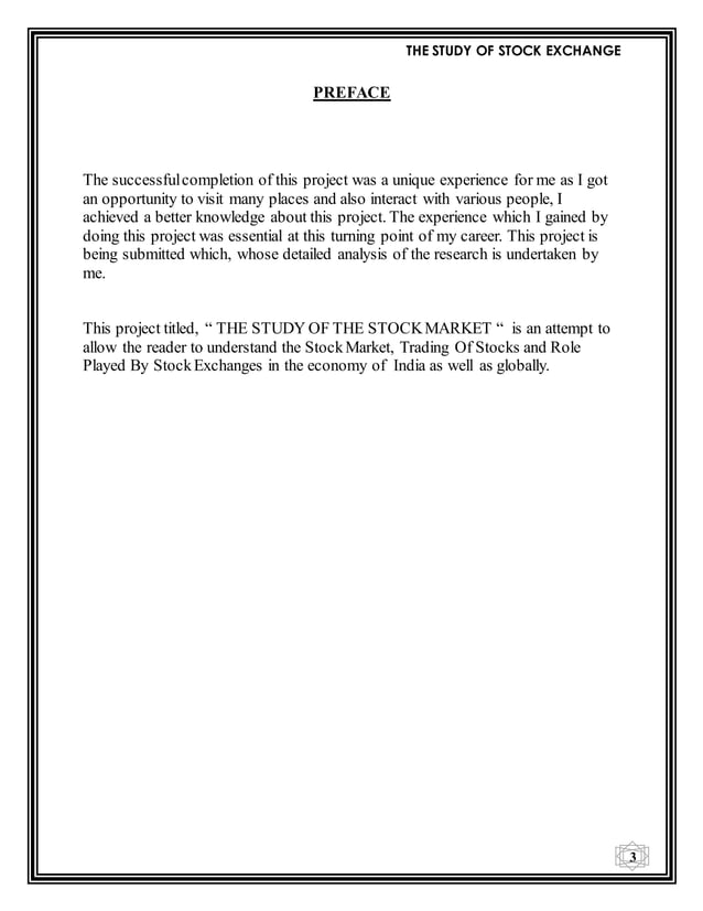 THE STUDY OF STOCK MARKET | DOCX