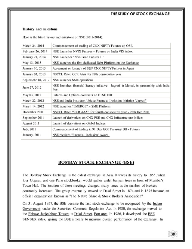 THE STUDY OF STOCK MARKET | DOCX