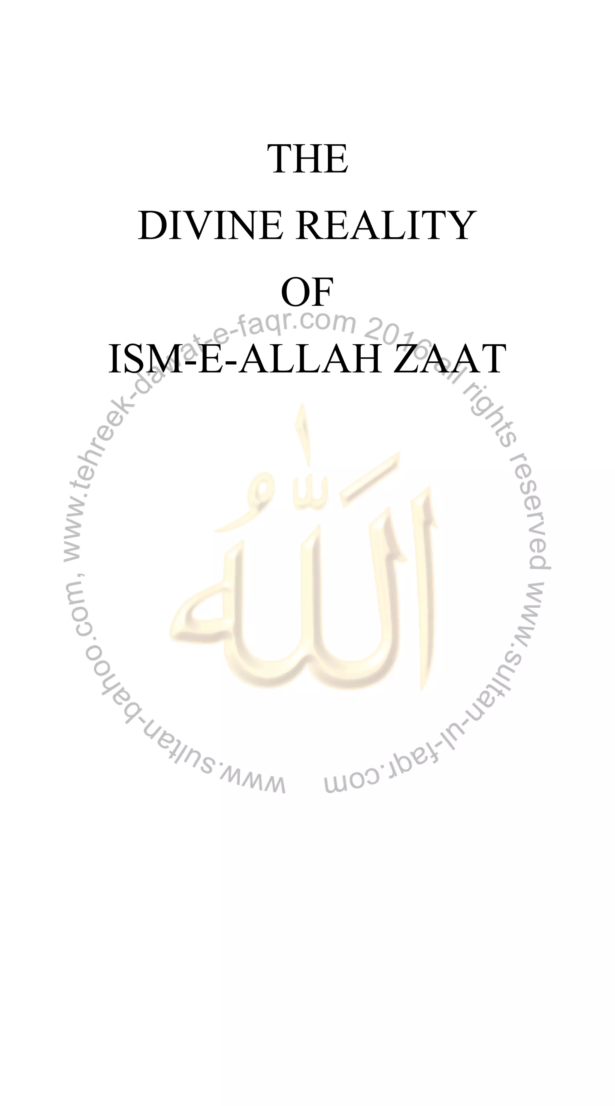 The Divine Reality of Ism-e-Allah Zaat | PDF