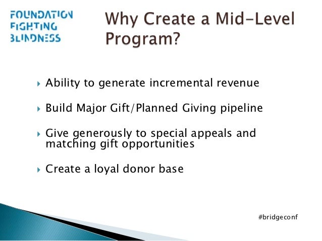 2012 Bridge Conference Starting or Expanding Mid-Level Giving