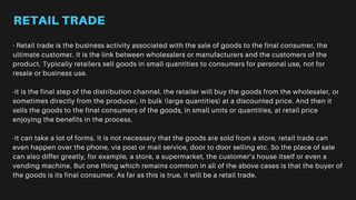 A Project on Concept of Retail Trade & Services provided by retailer ...