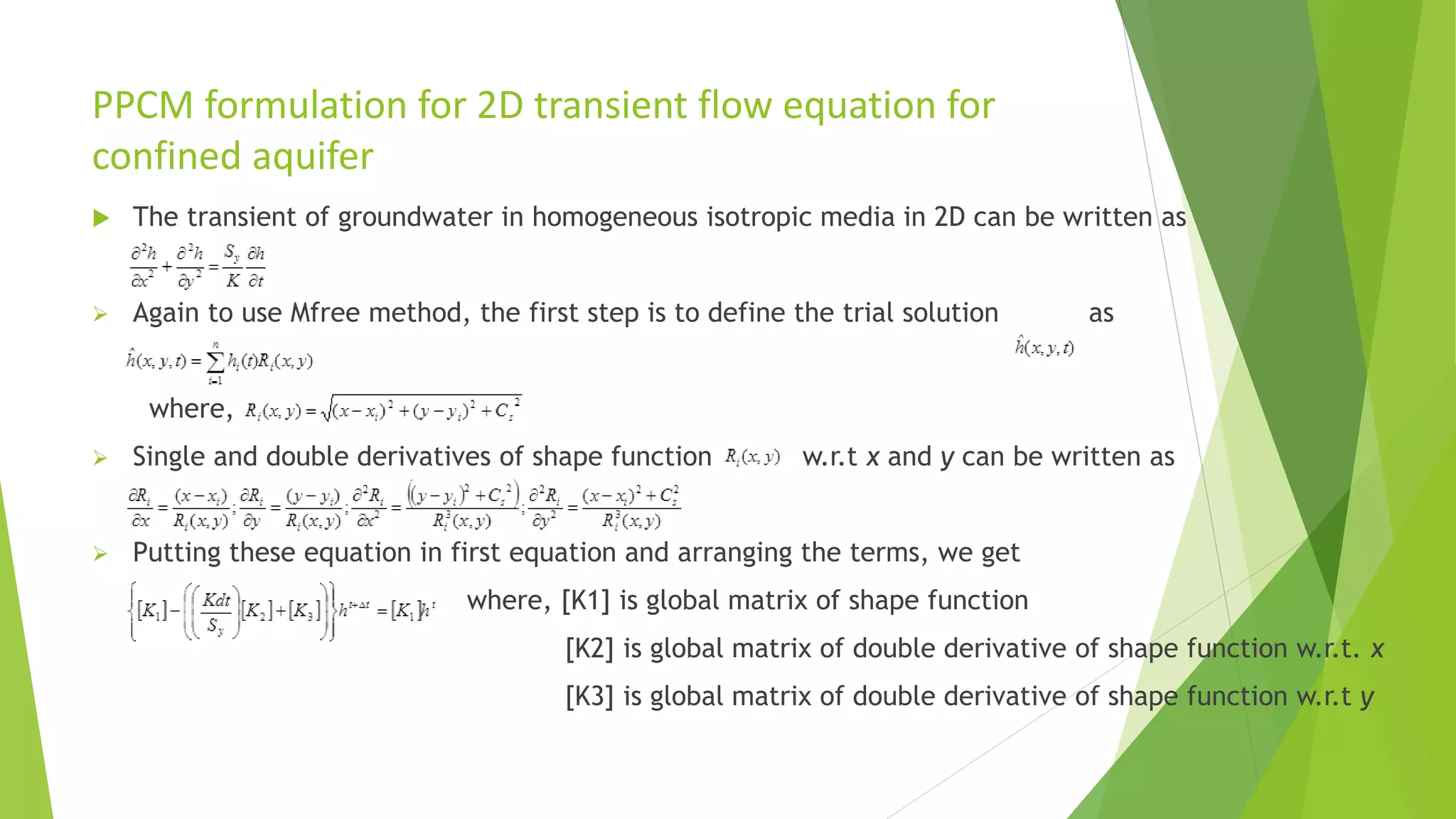 Meshless Point collocation Method For 1D and 2D Groundwater Flow Simulation | PPT