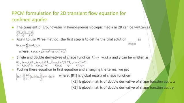 Meshless Point collocation Method For 1D and 2D Groundwater Flow ...