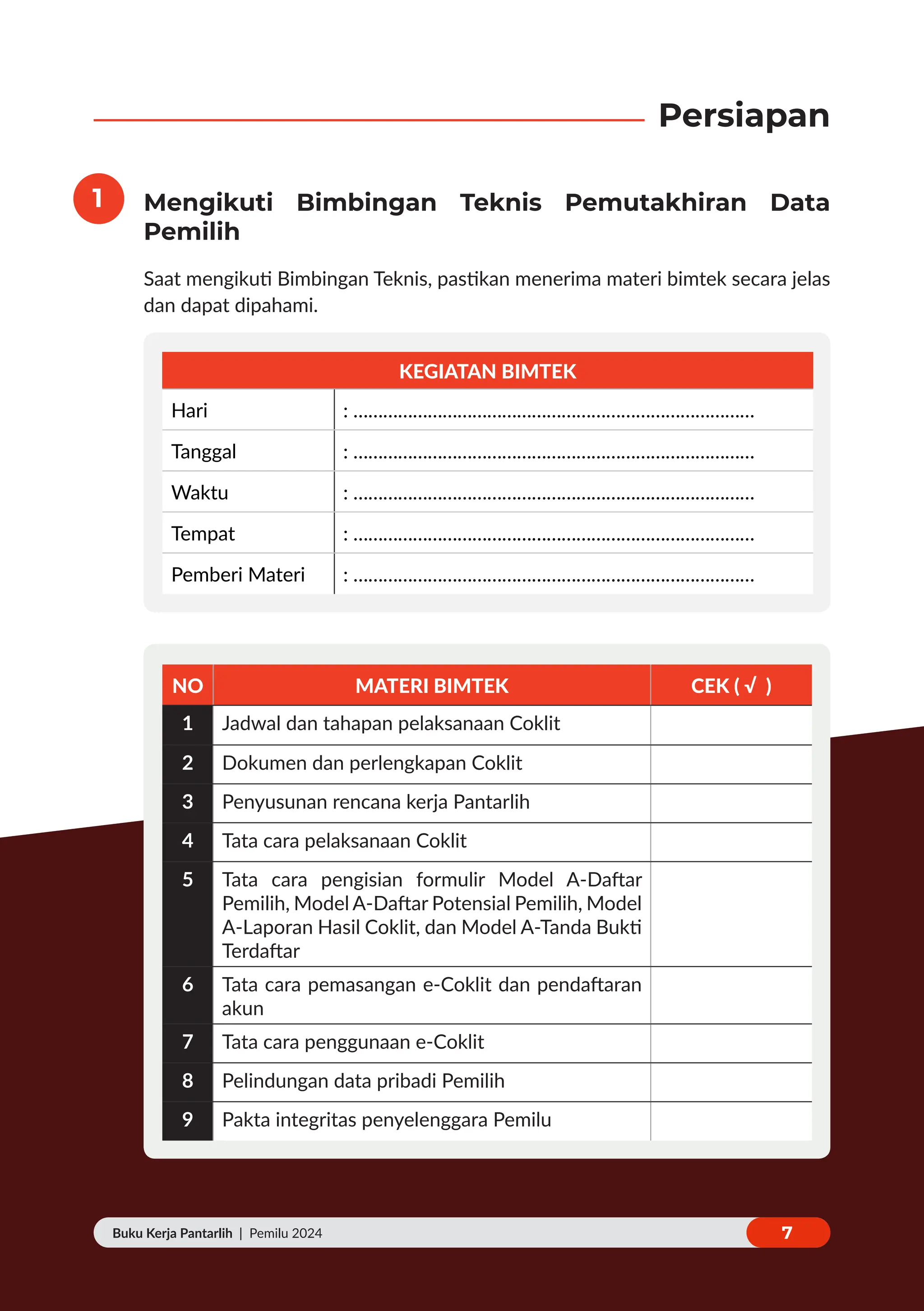 BUKU KERJA PANTARLIH PADA PEMILIHAN UMUM TAHUN 2024 | PDF