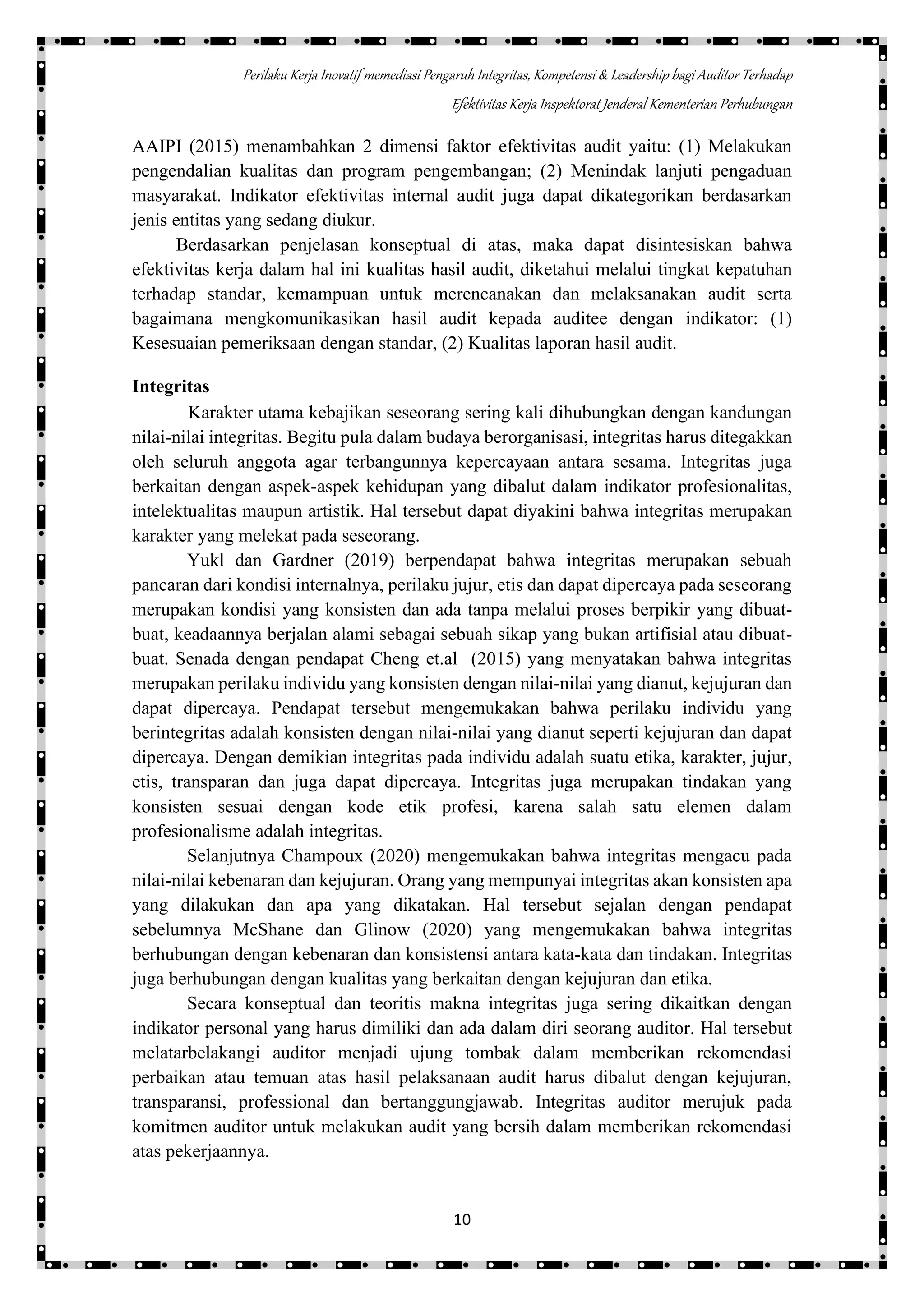 Buku Saku Perilaku Kerja Inovatif dan Efektivitas Kerja Internal Audit ...