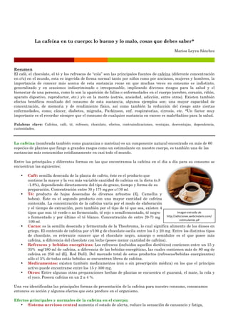 La cafeína en tu cuerpo: lo bueno y lo malo, cosas que debes saber. | PDF