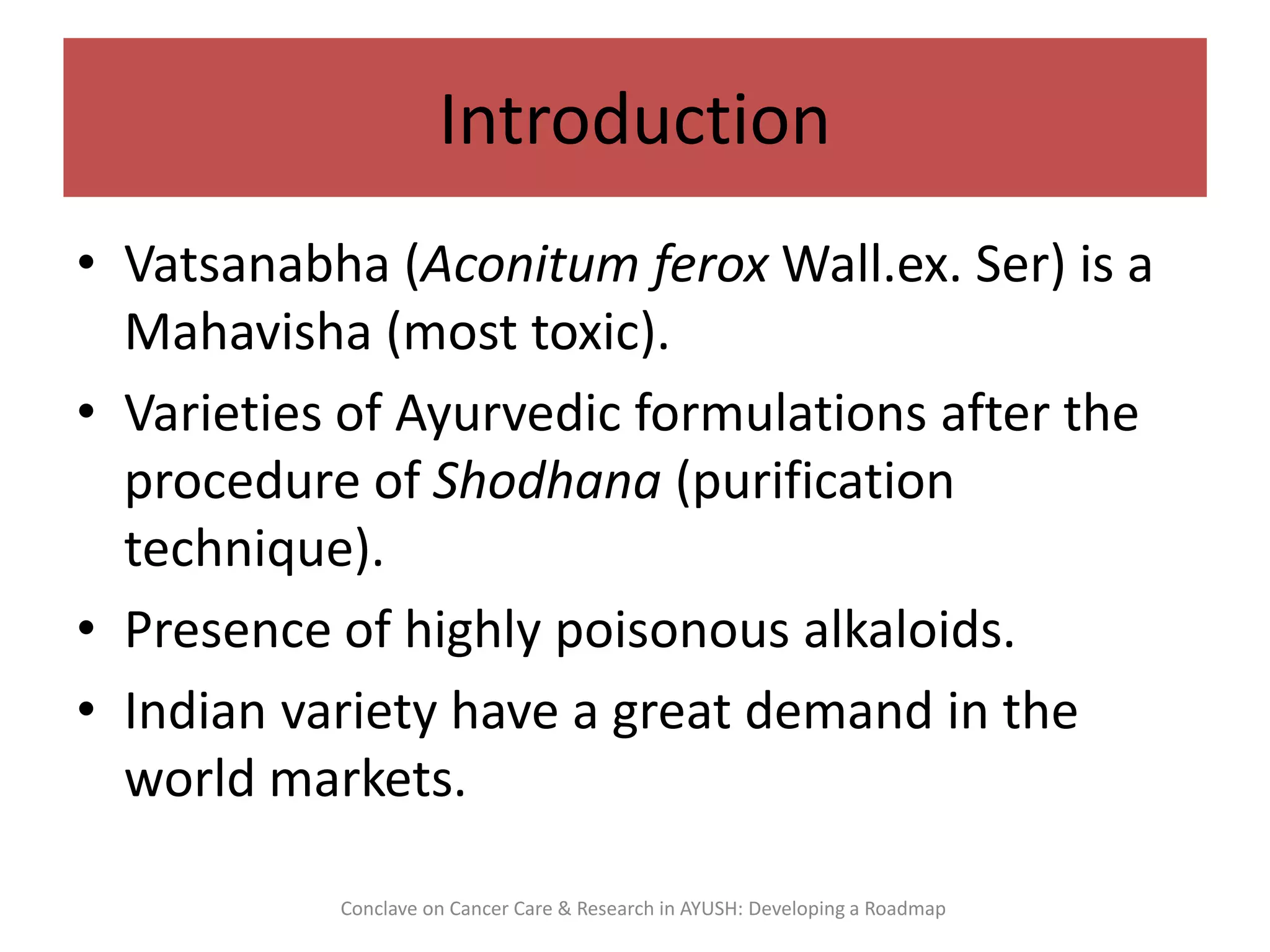 Prospective of Vatsanabha (Aconitum ferox Wall. Ex. ser ) in Cancer ...