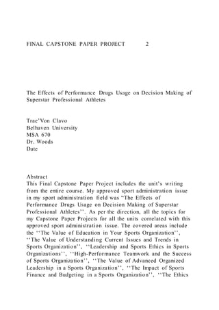FINAL CAPSTONE PAPER PROJECT 2The Effects of Perfo | PDF