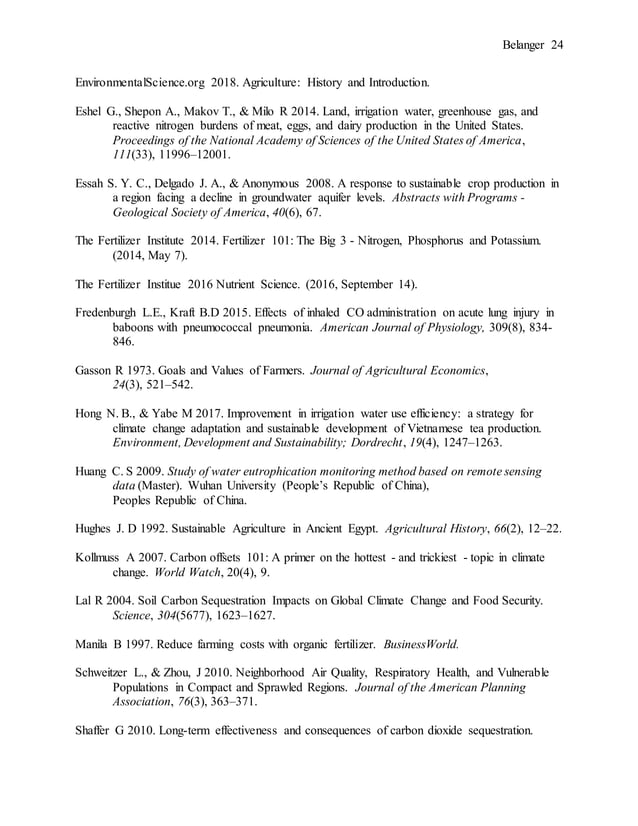 Sustainable agriculture and its effectiveness - Capstone research project