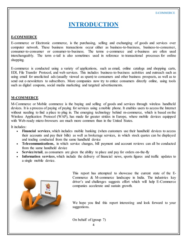 PROJECT REPORT ON “E-COMMERCE” | DOCX | Internet | Computing