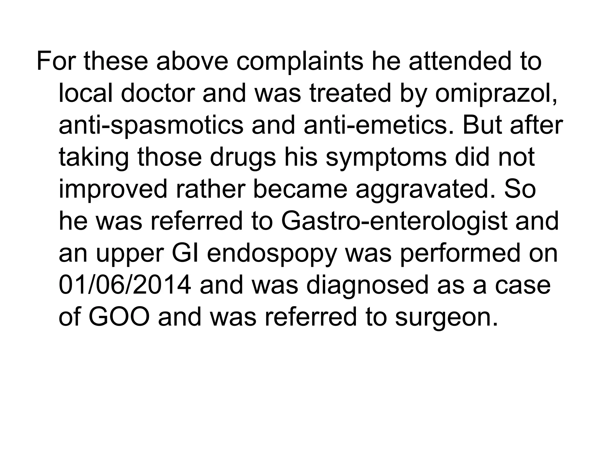 Post Operative (Gastro-Jejunostomy) Efferent Loop Obstruction due to ...
