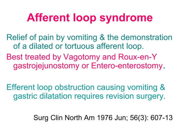 Post Operative (Gastro-Jejunostomy) Efferent Loop Obstruction due to ...