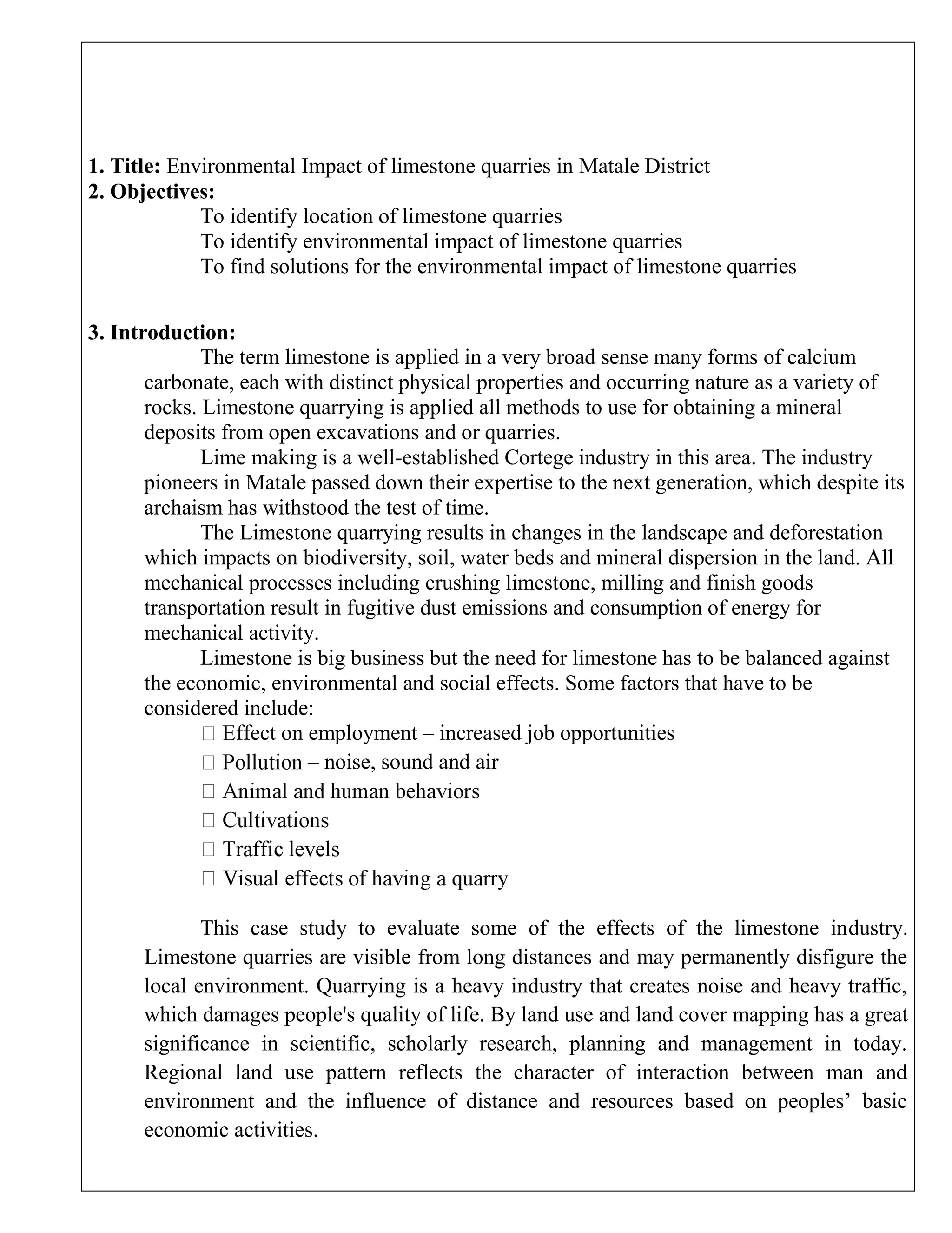 Impact of limestone quarries | PDF