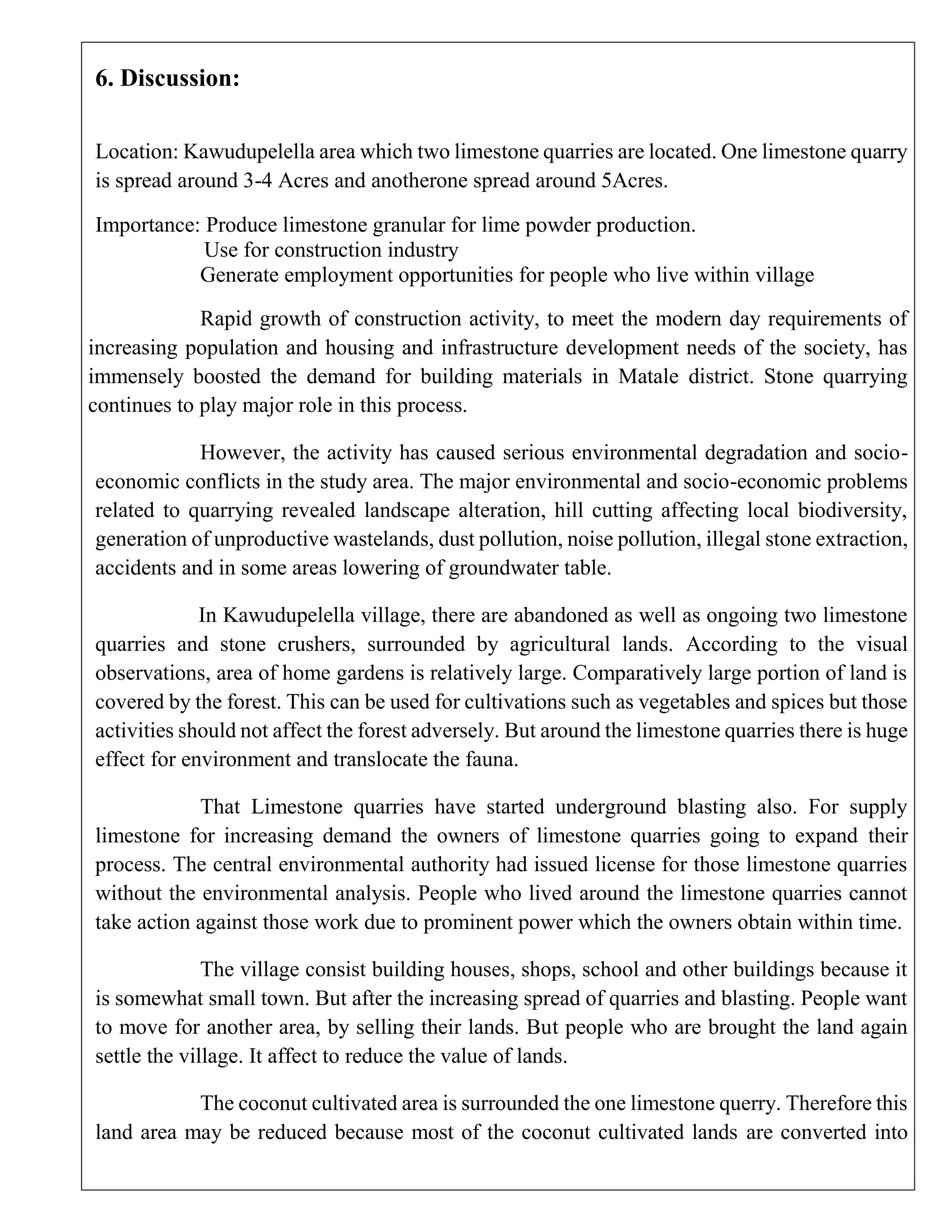 Impact of limestone quarries | PDF