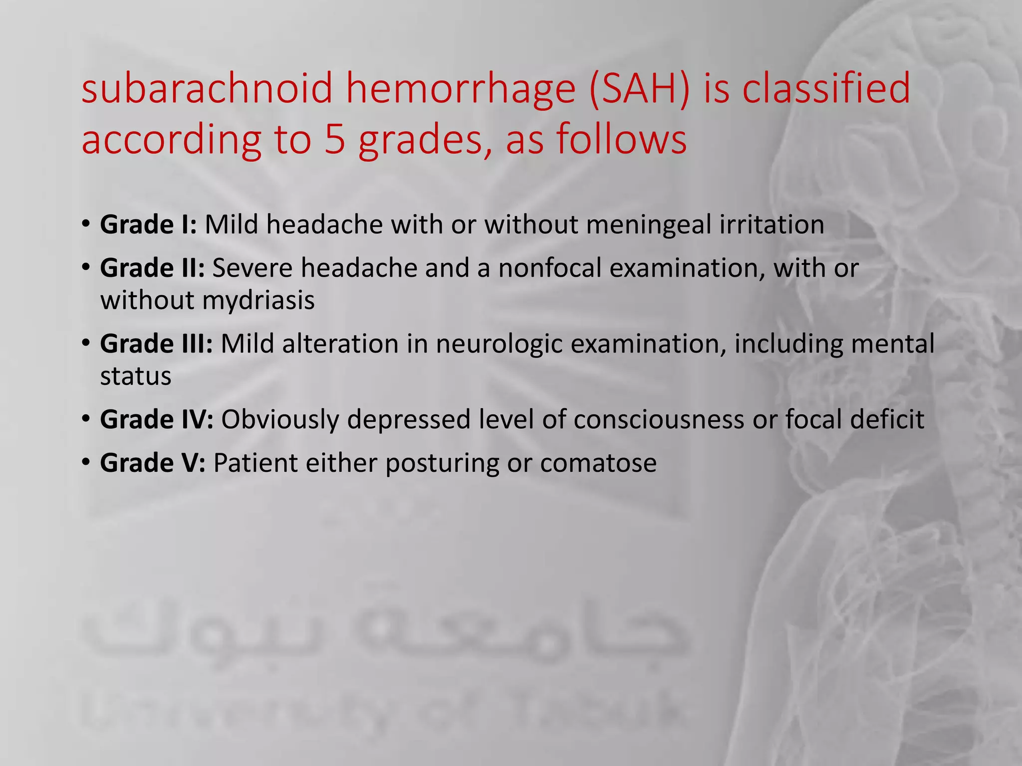 subarachnoid hemorrhage | PPTX