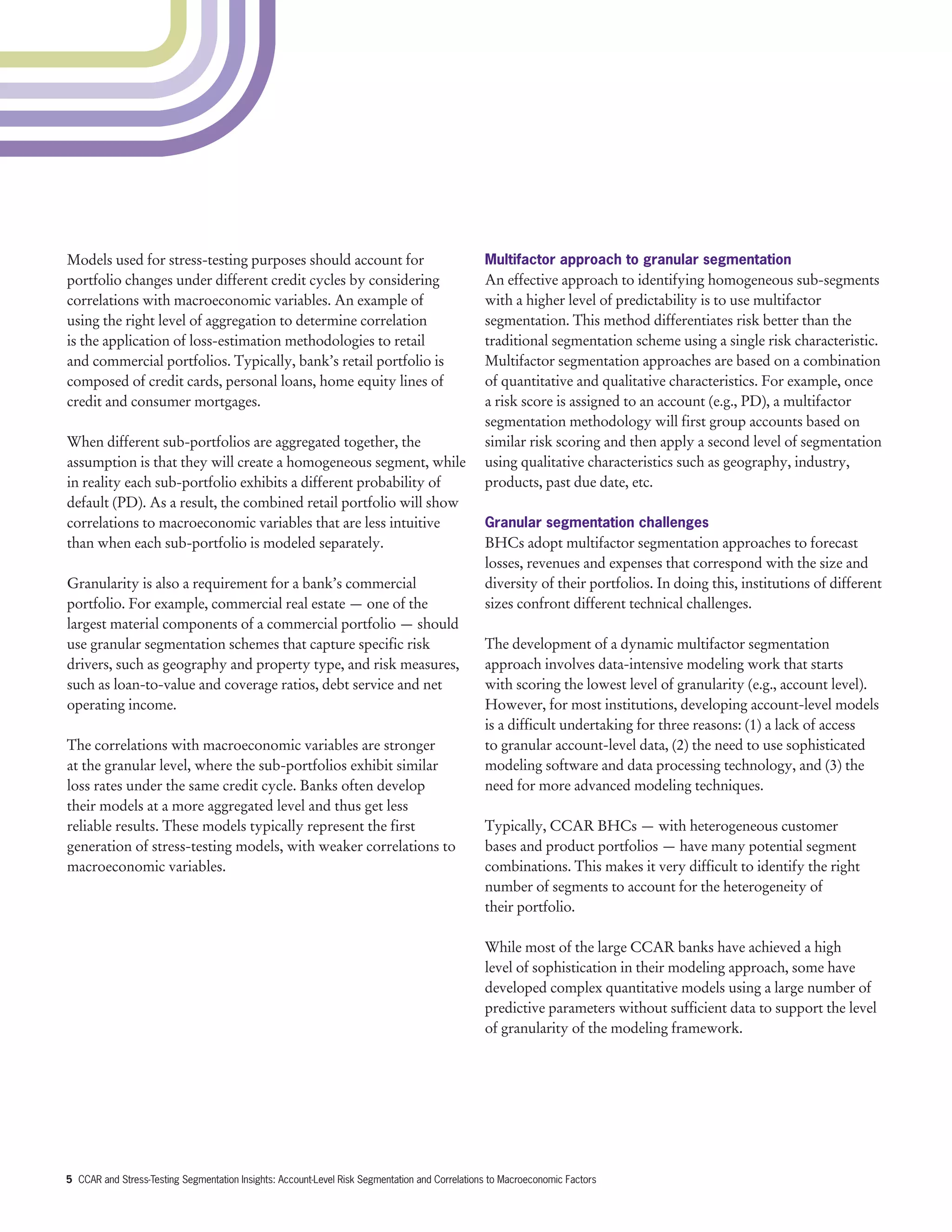 CCAR and stress-testing segmentation insights | PDF