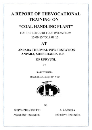 COAL HANDLING DIVISION ANPARA | DOCX