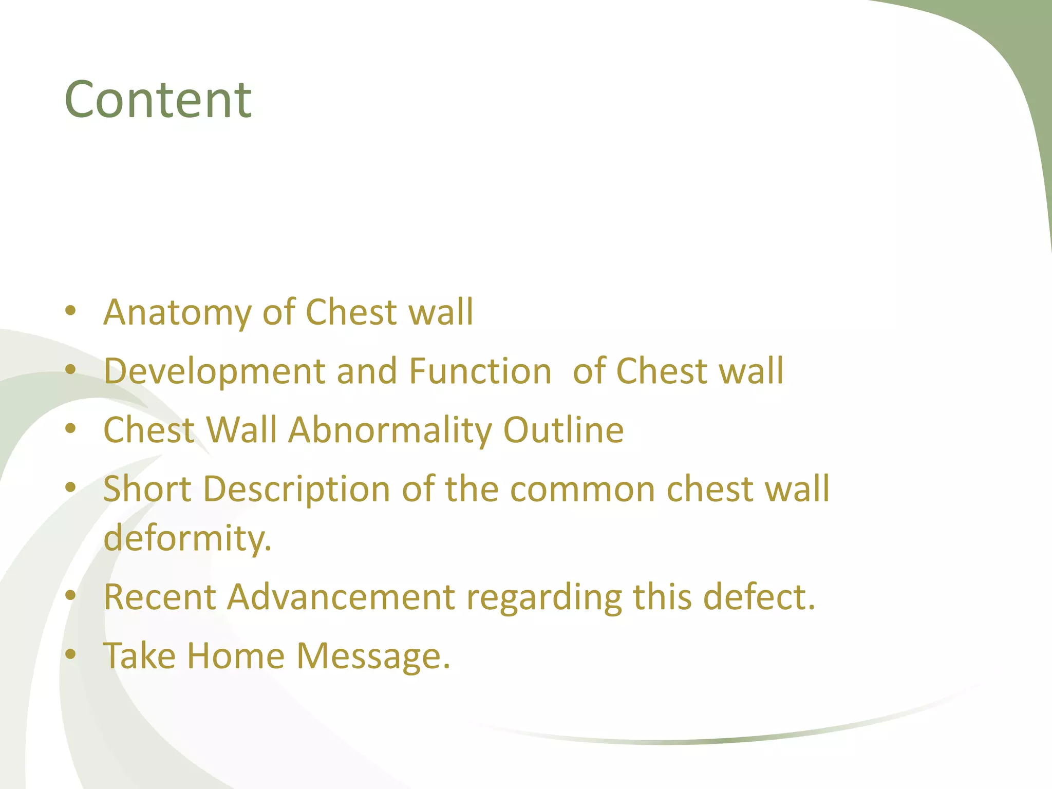Congenital Chest Wall Abnormality | PPTX