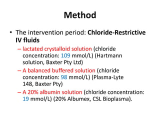 Normal Saline is not Normal? ; Chloride liberal vs. Chloride ...