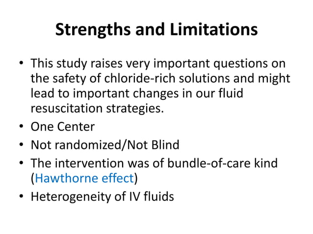 Normal Saline is not Normal? ; Chloride liberal vs. Chloride ...