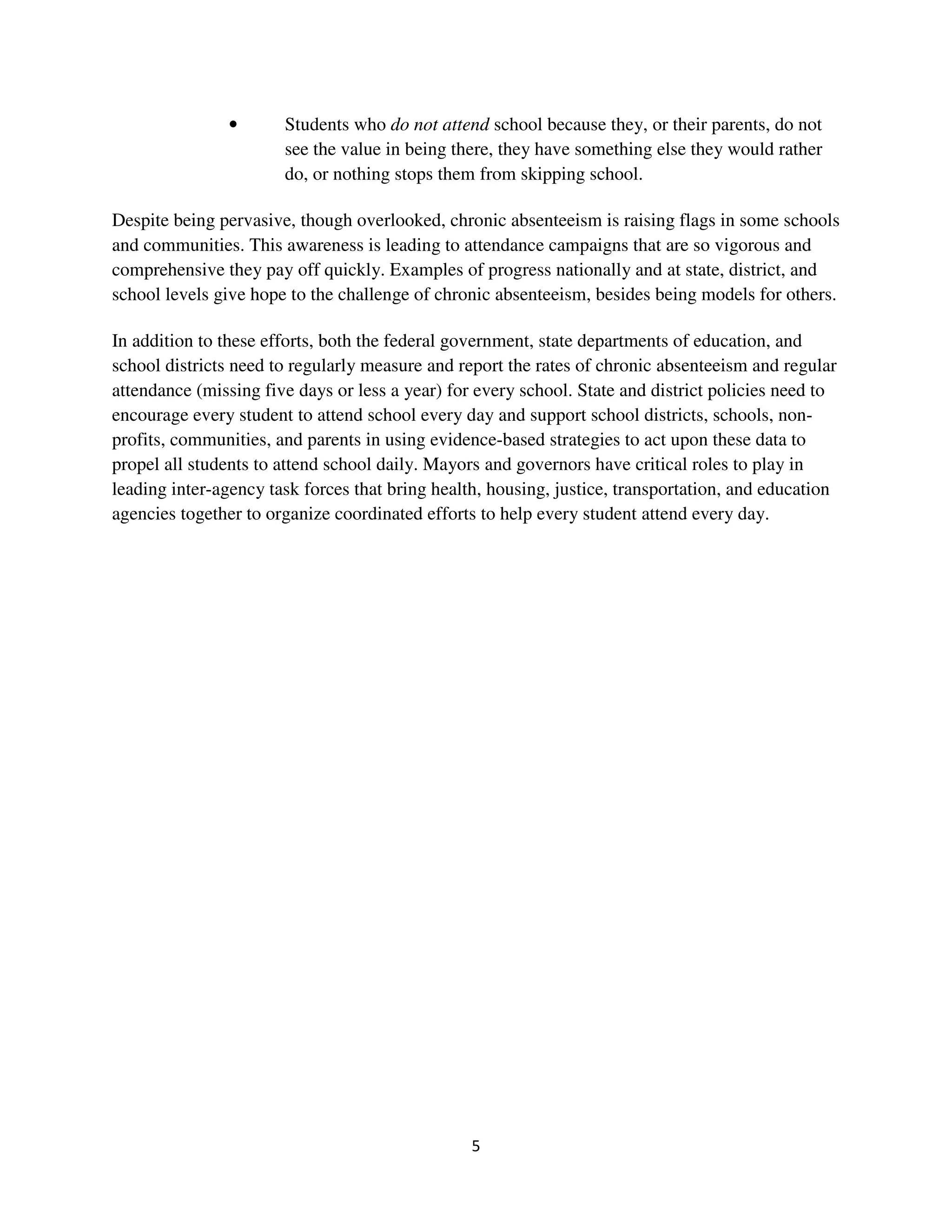 The Importance of Being in School: A Report on Absenteeism in the ...