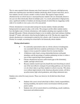 The Importance of Being in School: A Report on Absenteeism in the ...