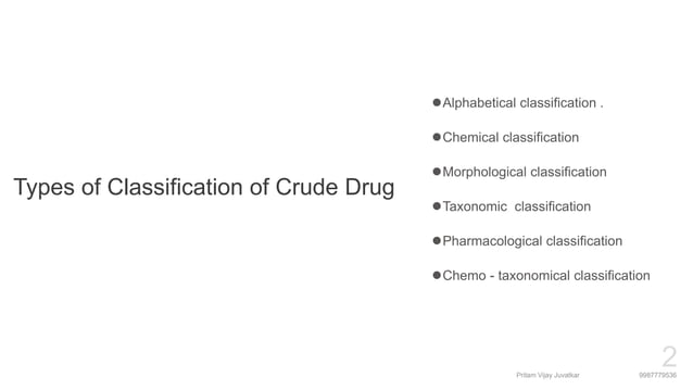 Final classification of crude drug chemical classification | PPT