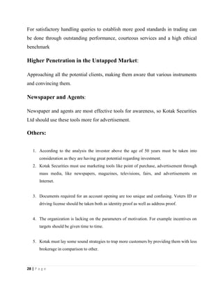 kotak securities summer intership project report | PDF