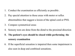 clinical skills: examination of sensory system | PPTX