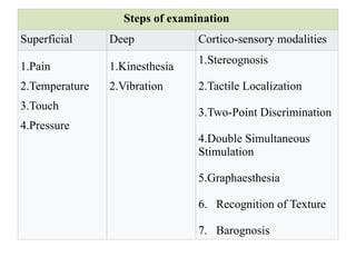 clinical skills: examination of sensory system | PPTX