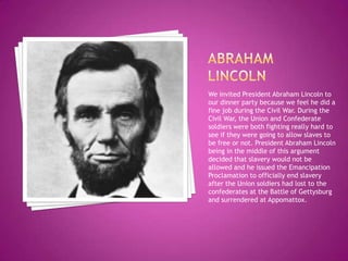 Civil War Dinner Party Project | PPTX | Arms & Ammunition | Sensitive ...