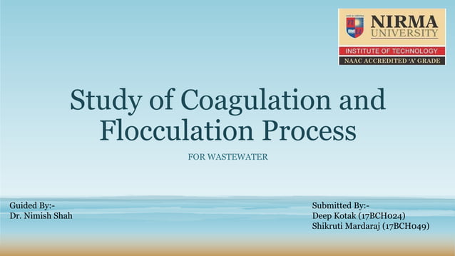 coagulation and flocculation Processes for waste water treatment | PPTX