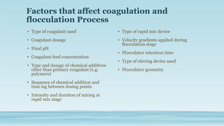 coagulation and flocculation Processes for waste water treatment | PPTX