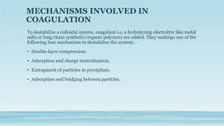 coagulation and flocculation Processes for waste water treatment | PPTX