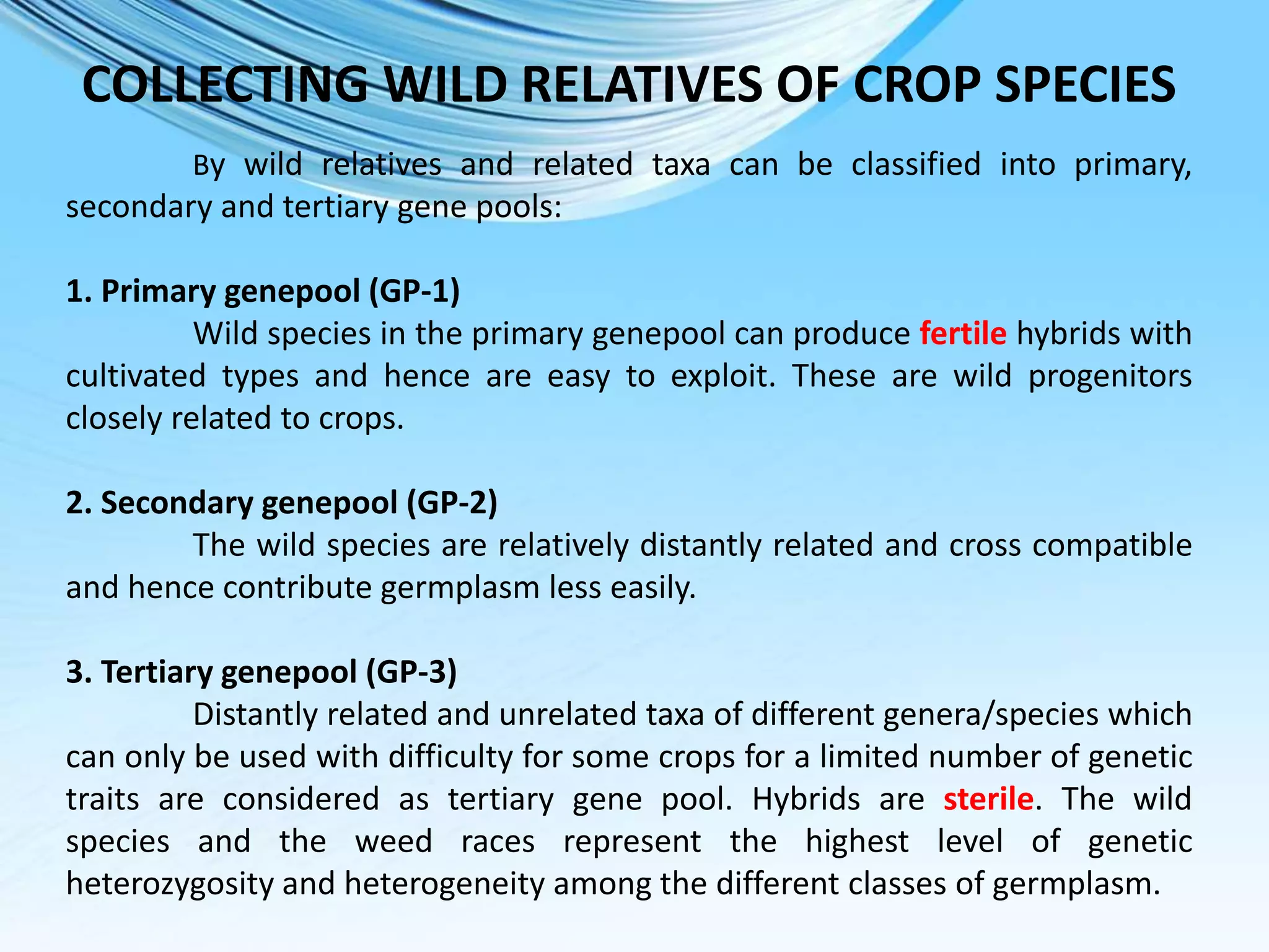 Collection, evaluation and documentation of germplasm | PPTX
