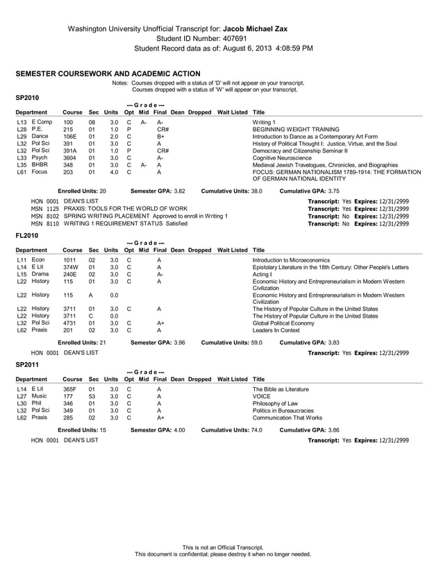 Final college transcript | PDF | Undergraduate Education | College Education