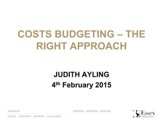COSTS BUDGETING – THE RIGHT APPROACH | PPTX