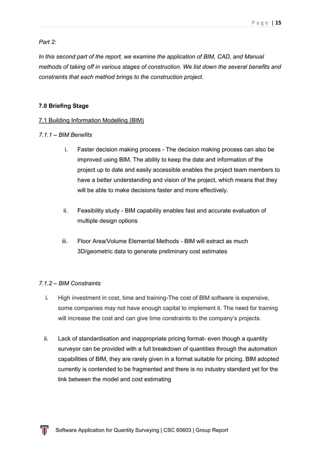 Software Application in Quantity Surveying - Report | PDF | Civil Engineering Industry | Industries