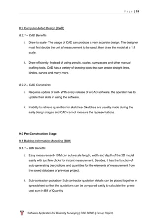 Software Application in Quantity Surveying - Report | PDF