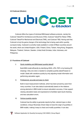 Software Application in Quantity Surveying - Report | PDF