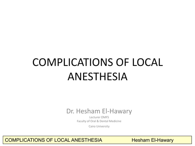 Complications Of Dental Local Anesthesia | PDF | Brain and Nervous ...
