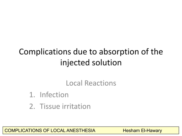 Complications Of Dental Local Anesthesia | PDF | Brain and Nervous ...
