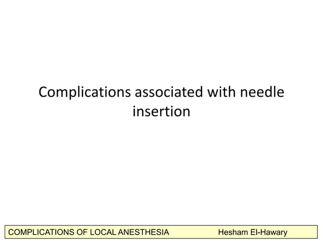 Complications Of Dental Local Anesthesia | PDF | Brain and Nervous ...