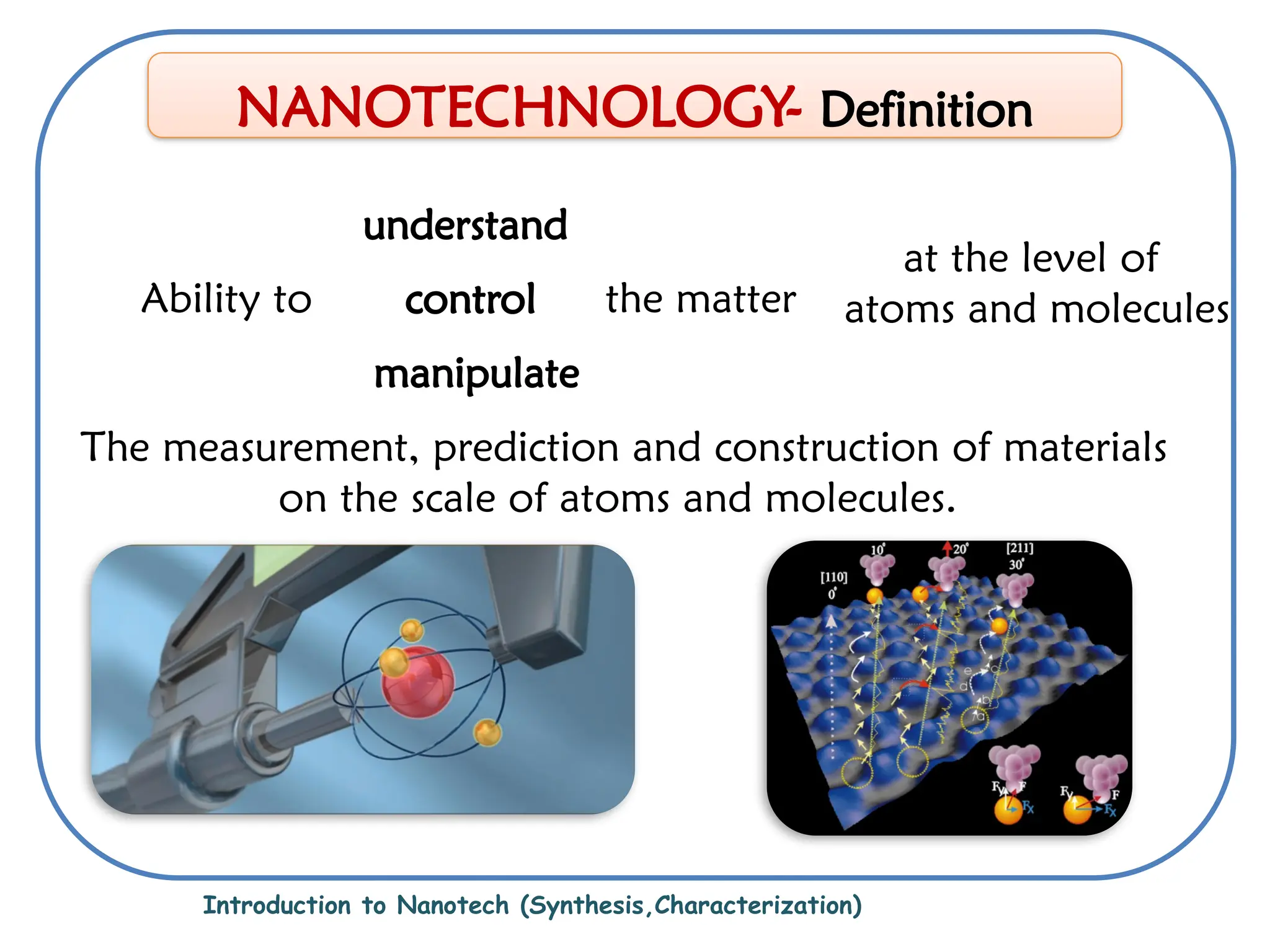 Concepts of Nanotechnology -INTRODUCTION NANOTECHNOLOGY – definition WHAT IS SPECIAL IN NANO ...