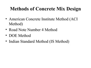 CONCRETE MIX DESIGN AS PER IS 10262:2009 | PPT
