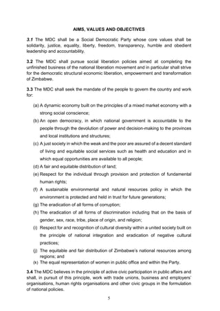 MDC-T Constitution 2014 - Official | PDF